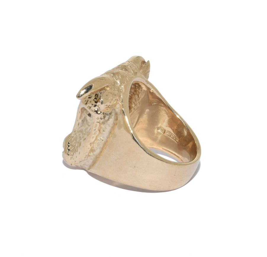9ct Heavy Bulls Head Ring – Gary French Jewellery